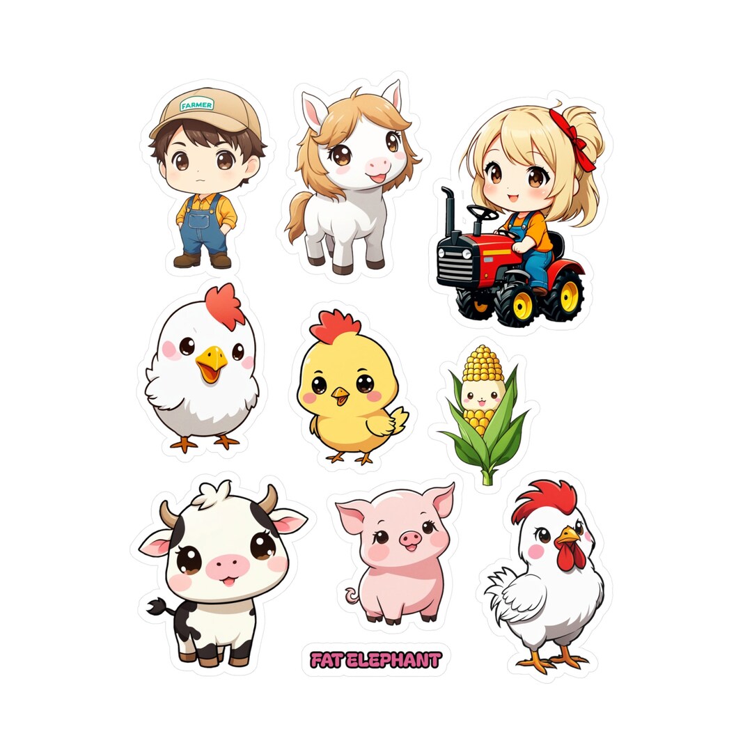 Cute Kawaii Down on the Farm Chibi Anime Style Sticker Sheet - Etsy