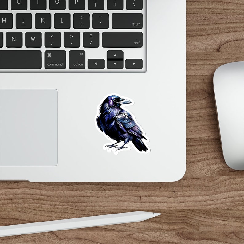 Watercolor Raven Vinyl Sticker - Die-cut, Water-resistant, Indoor ...