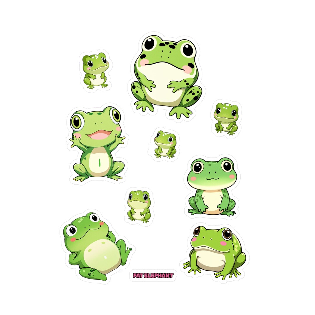 Cute Frog Vinyl Sticker Sheet, Kawaii Anime Chibi Frogs, Perfect for ...