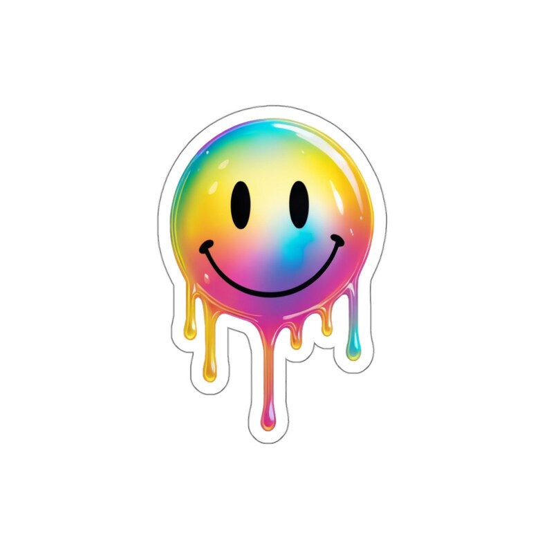 Melting Smiley Face - Vinyl Sticker for Laptops, Journals, Planners ...