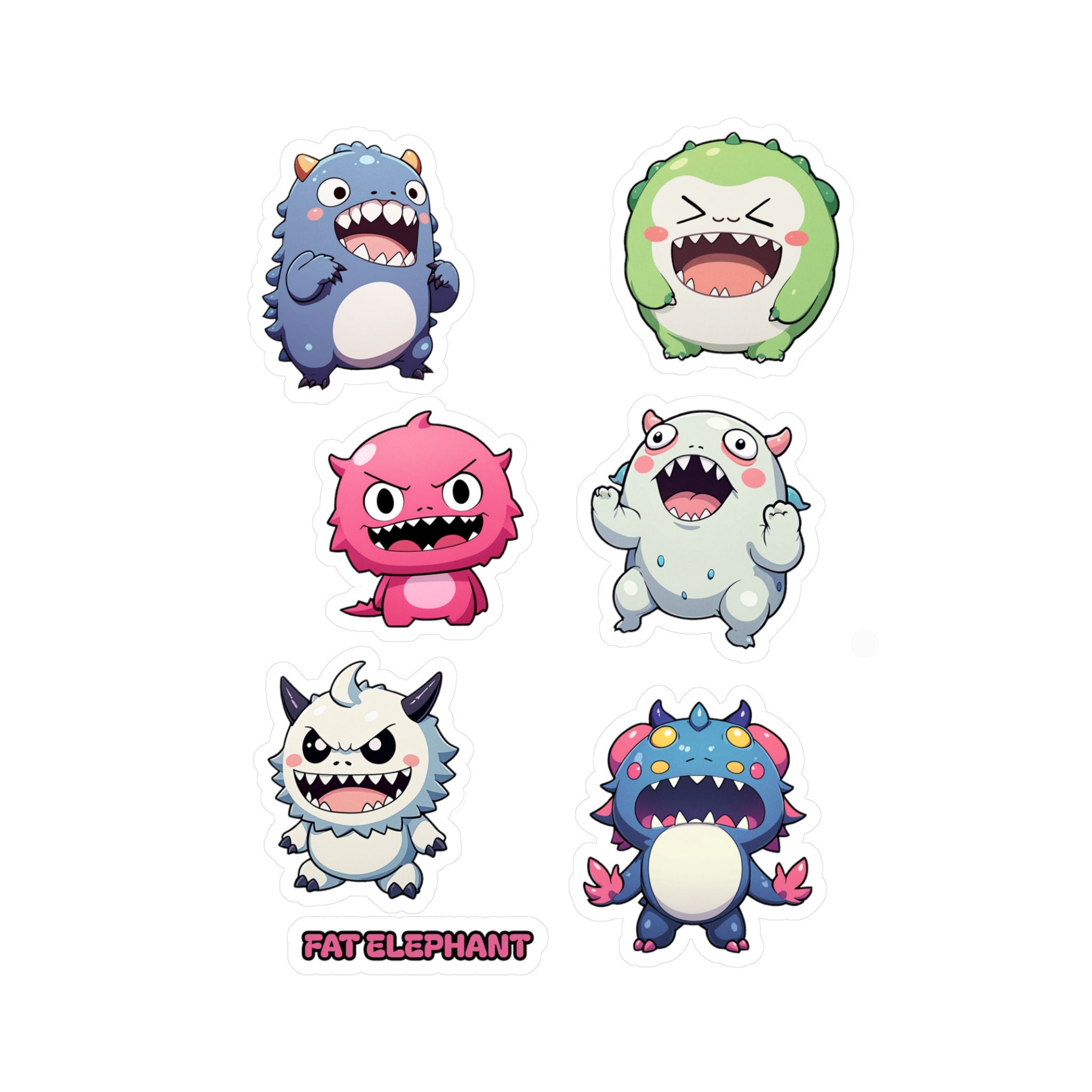Kawaii Monster Vinyl Decal Sticker Sheet Set of 6 Adorable Anime Chibi ...