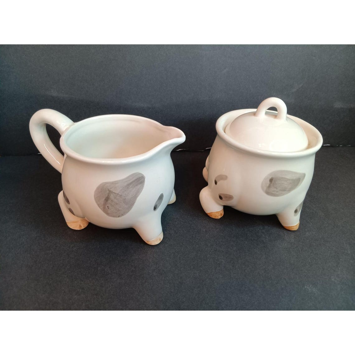 Omnibus OCI Fitz and Floyd Cow Creamer and Sugar, Ceramic Handpainted ...