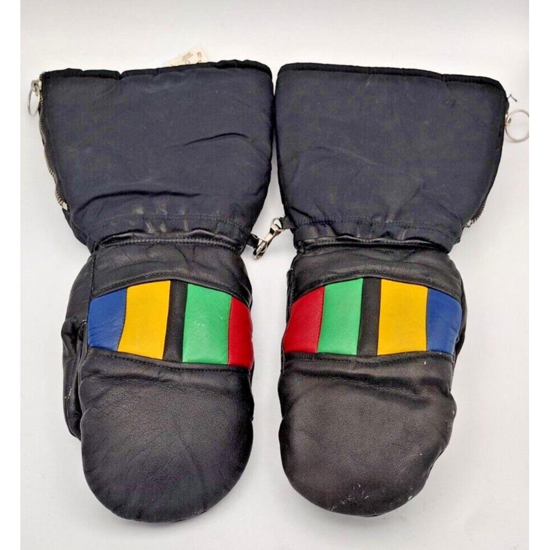 Vintage Top Grain Cowhide Snowmobile Mittens, Gloves, Winter Medium ...