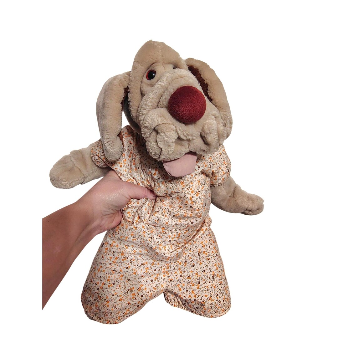 Vintage Ganz Bros Wrinkles Stuffed Animal Plush Dog Gray Brown, 1981 ...