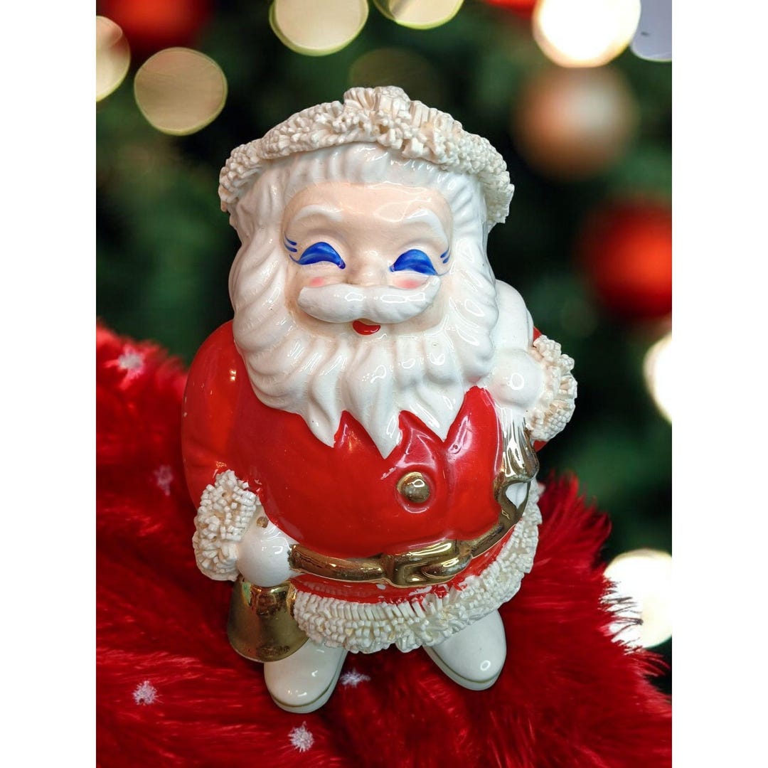 Vintage Spaghetti Santa Claus Ceramic Piggy Coin Bank, Christmas, No ...