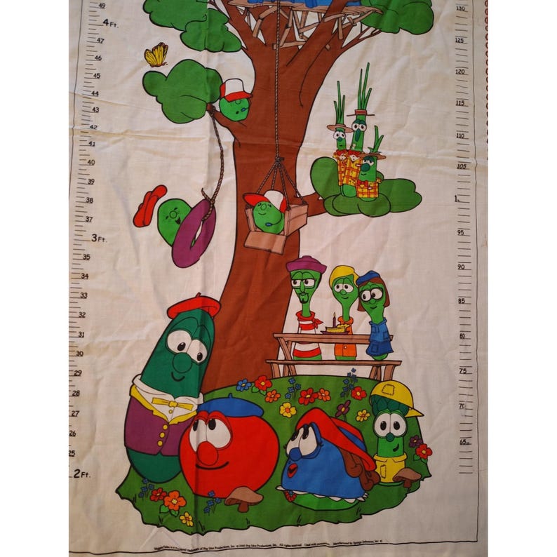 Vintage Veggietales Growth Chart Pattern Fabric, Growing up With Bob ...