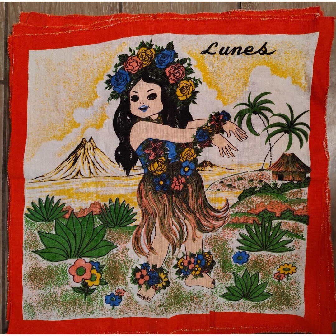 6 Vtg. Spanish Days of the Week Large Cloth Napkins Dutch Hawaii ...
