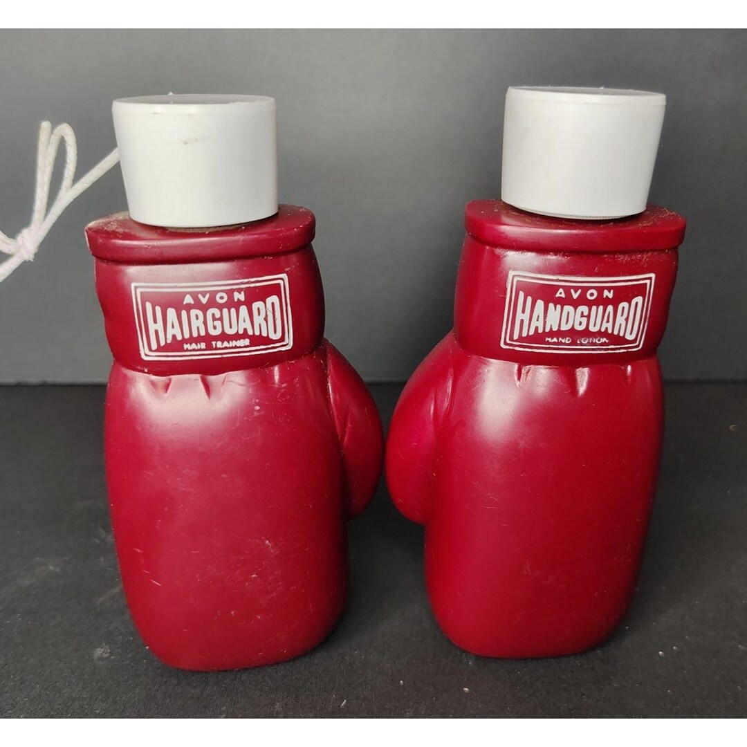 Vintage Set of 2 Avon Hairguard Boxing Gloves Maroon White Laces Kitsch ...