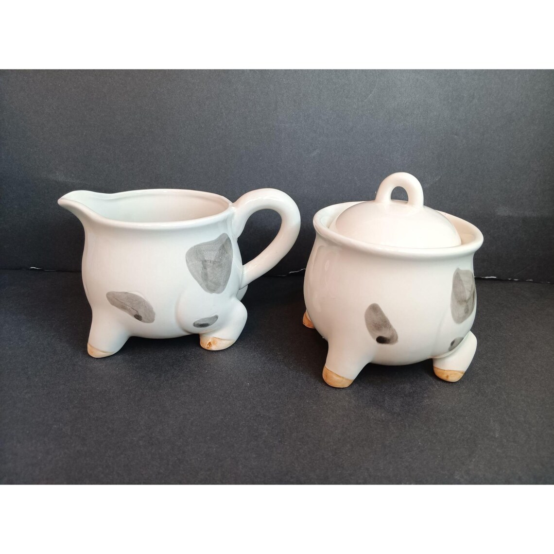 Omnibus OCI Fitz and Floyd Cow Creamer and Sugar, Ceramic Handpainted ...