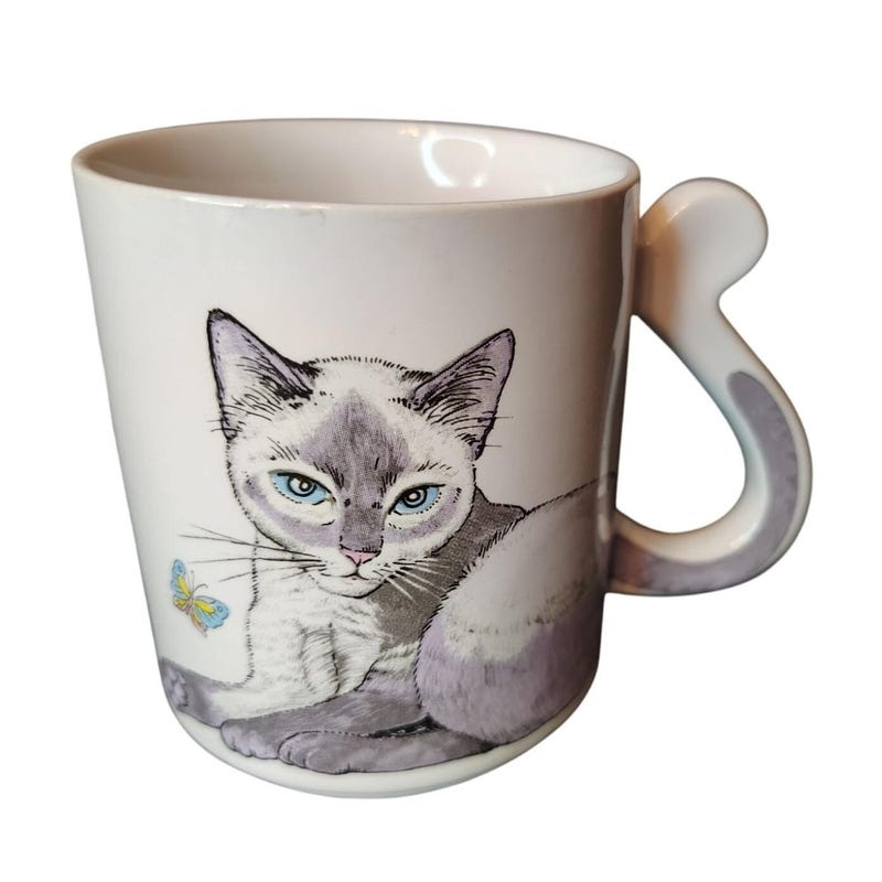 Vintage Cat Butterfly Mug - Etsy