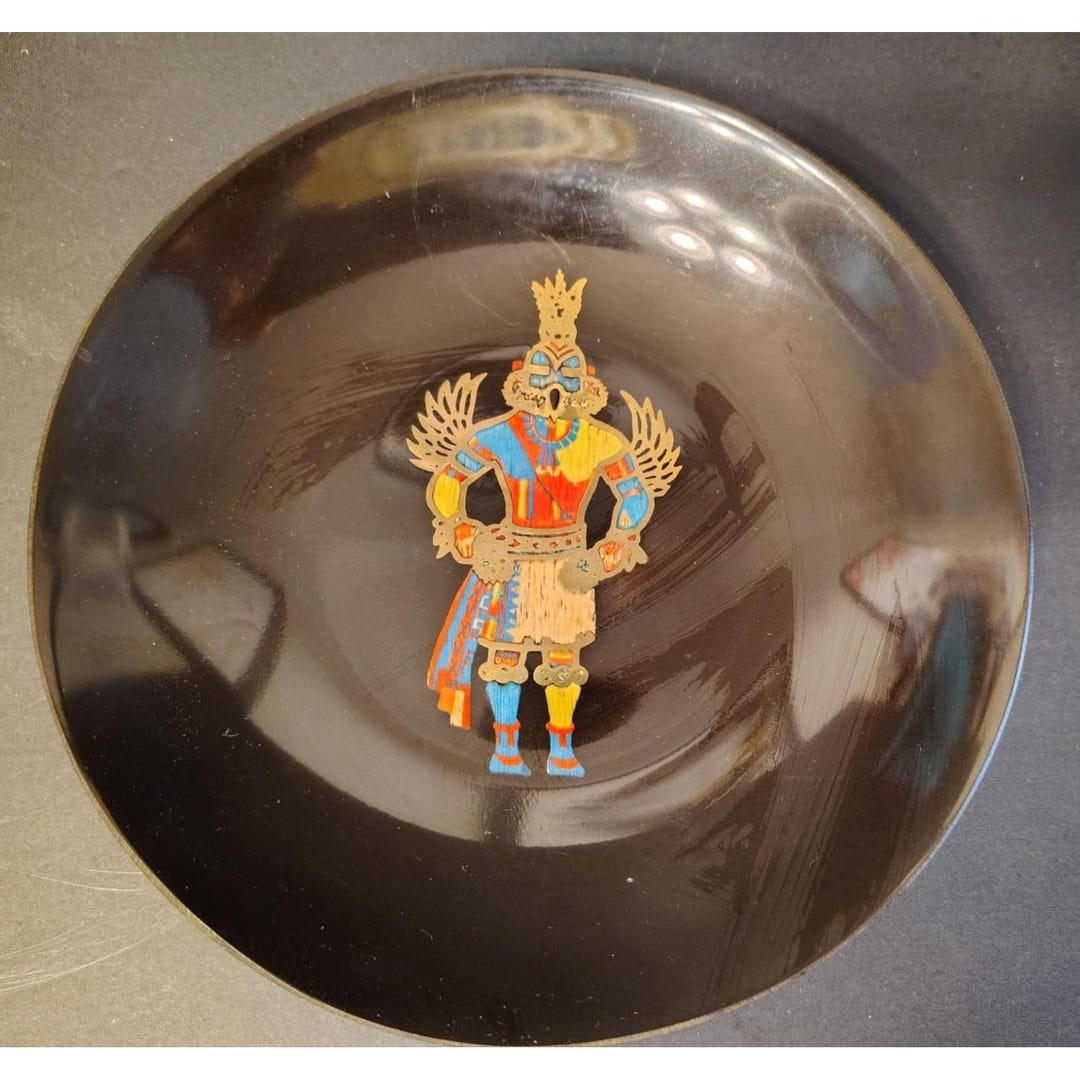 Vintage Couroc Kachina Hopi Hummingbird Bowl, Wood & Metal Inlay - Etsy