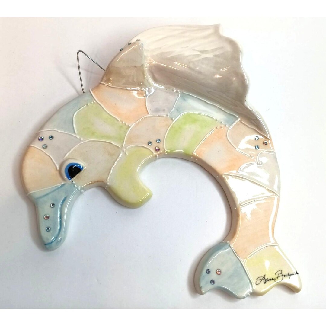 Vintage Koko Originals Patchwork Dolphin Ceramic Wall Art Hanging ...