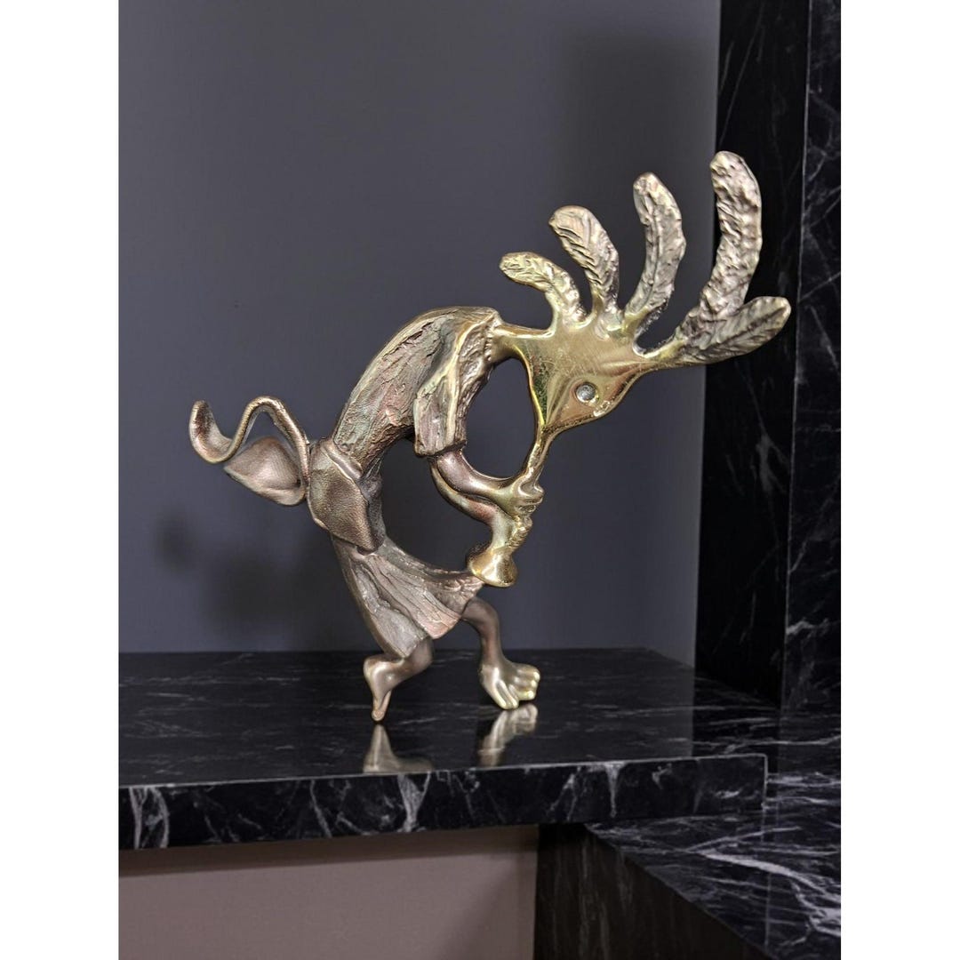 Michael Storey Bronze Kokopelli Figurine, Flute Player Southwest Native ...