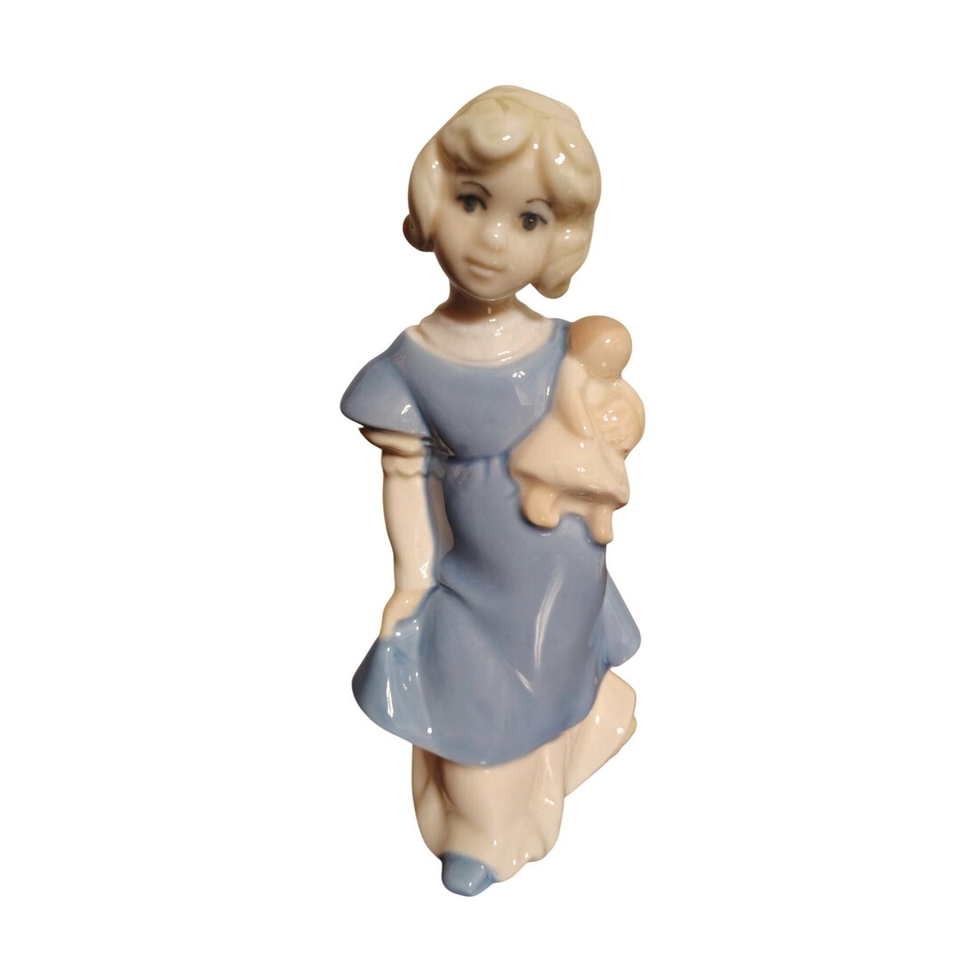 Vintage Rex Valencia Little Girl Holding Babydoll Figurine Blond Hair ...