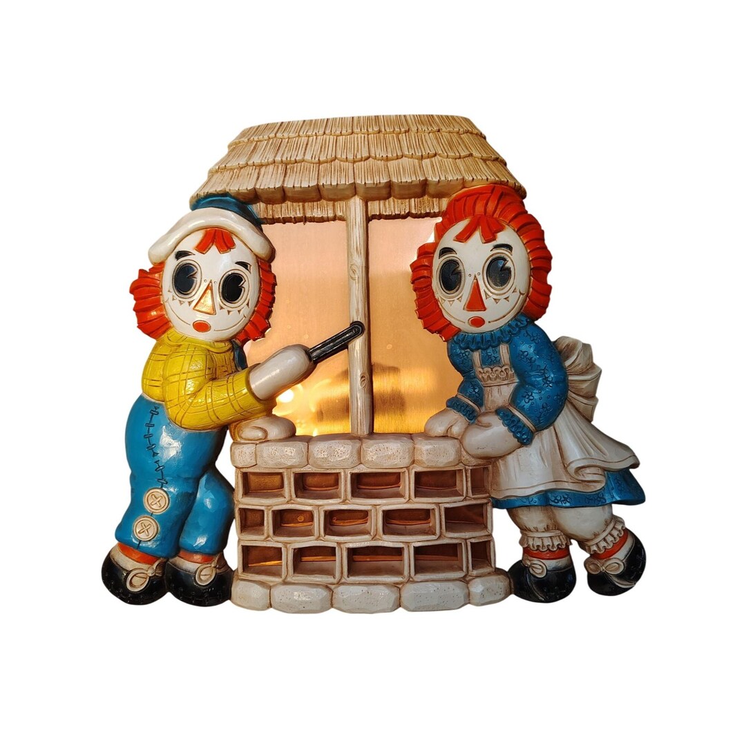 Vintage Bobbs Merrill Raggedy Ann Andy Wall Art, Copper Wishing Well ...