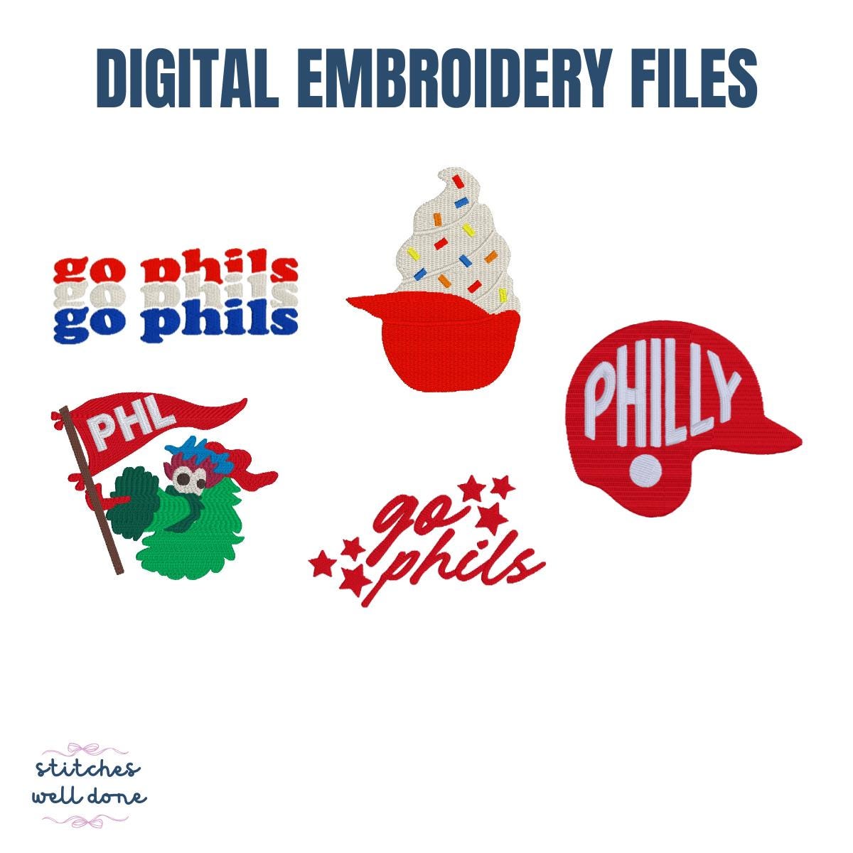 Philly Sports Embroidery File Bundle: Eagles + Phillies (10 Designs ...