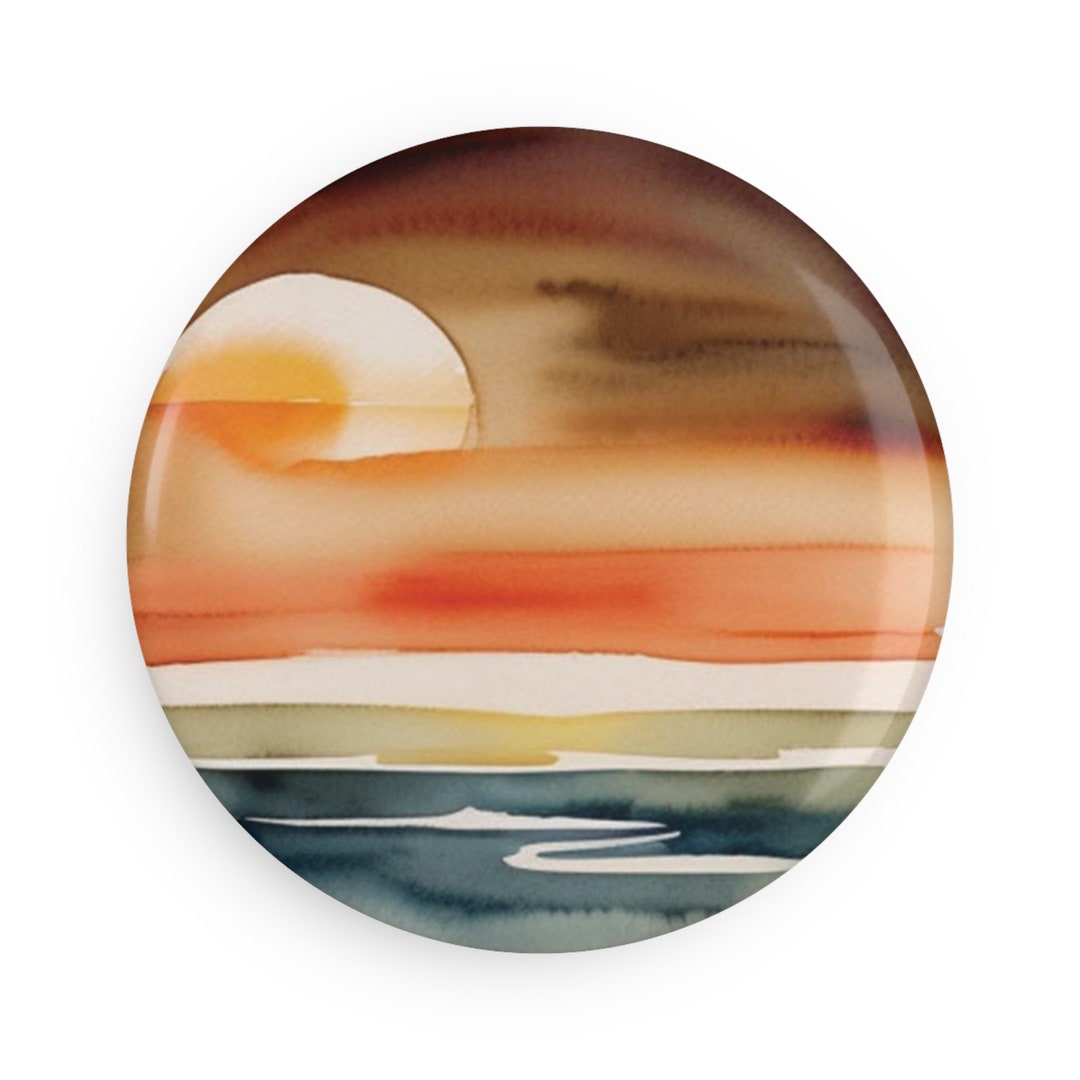 Earth Tones Sunset Round Magnet Nature-inspired Kitchen Decor, Fridge ...