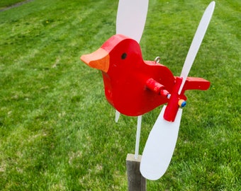 Whirly-i-gig Bird -- Blue/red/black - Etsy