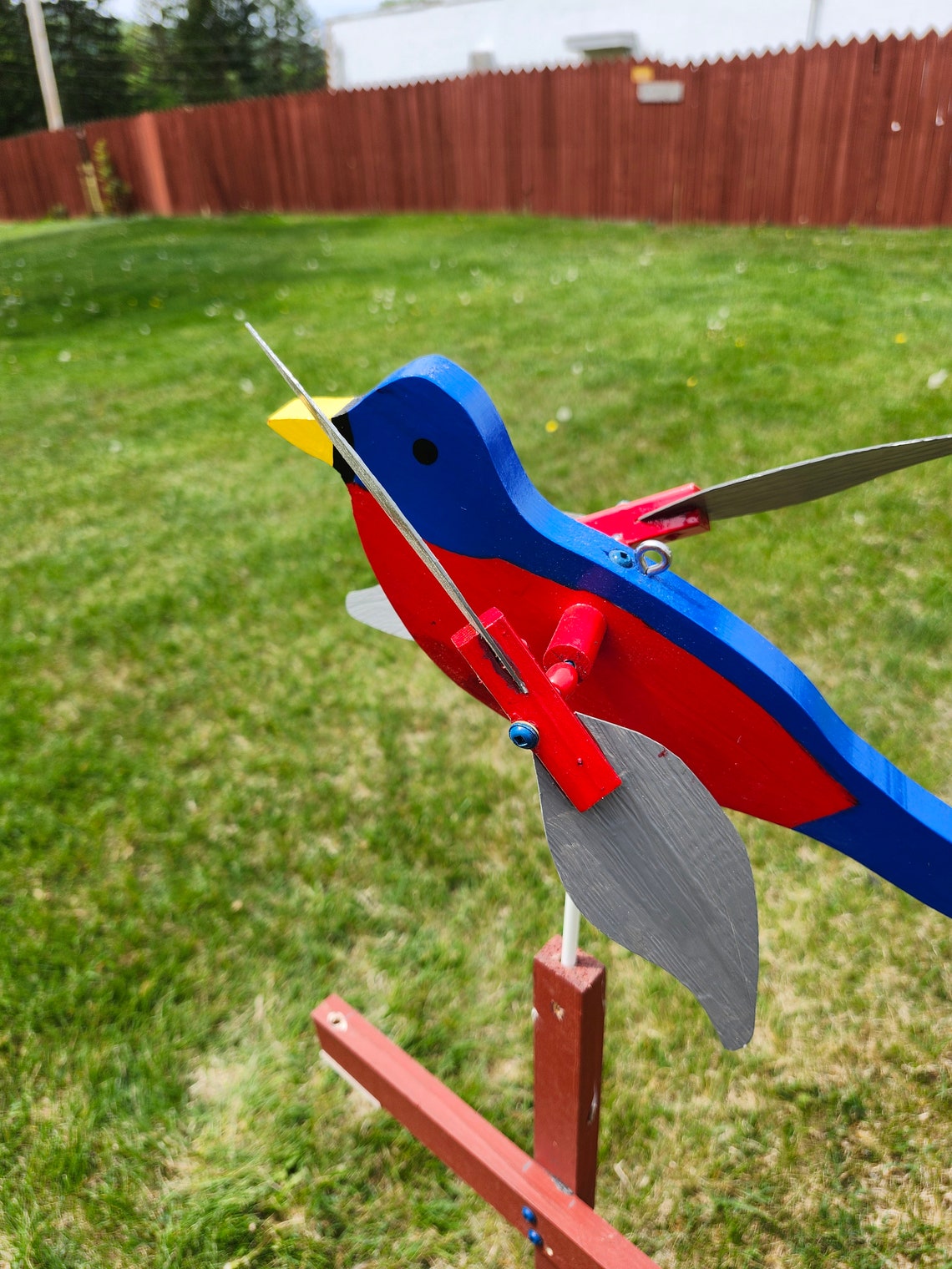Whirly-i-gig Bird -- Blue/red/black - Etsy
