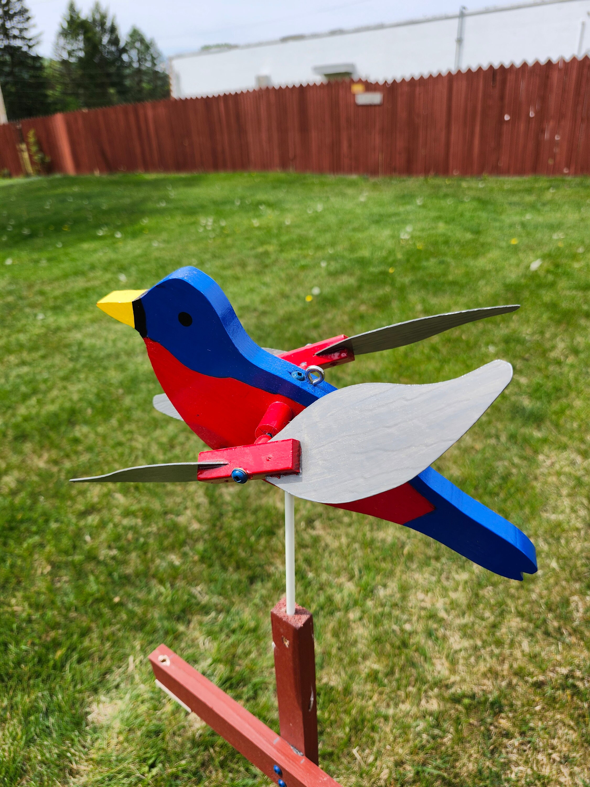 Whirly-i-gig Bird -- Blue/red/black - Etsy