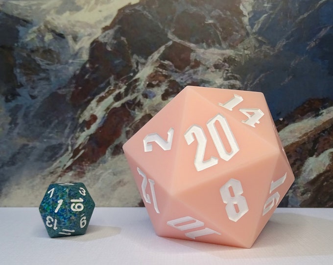 Bouncy Pastel Pink Chonk D20 Giant Pastel 55mm Silicone Dice Dungeons and Dragons Dice Jumbo ...