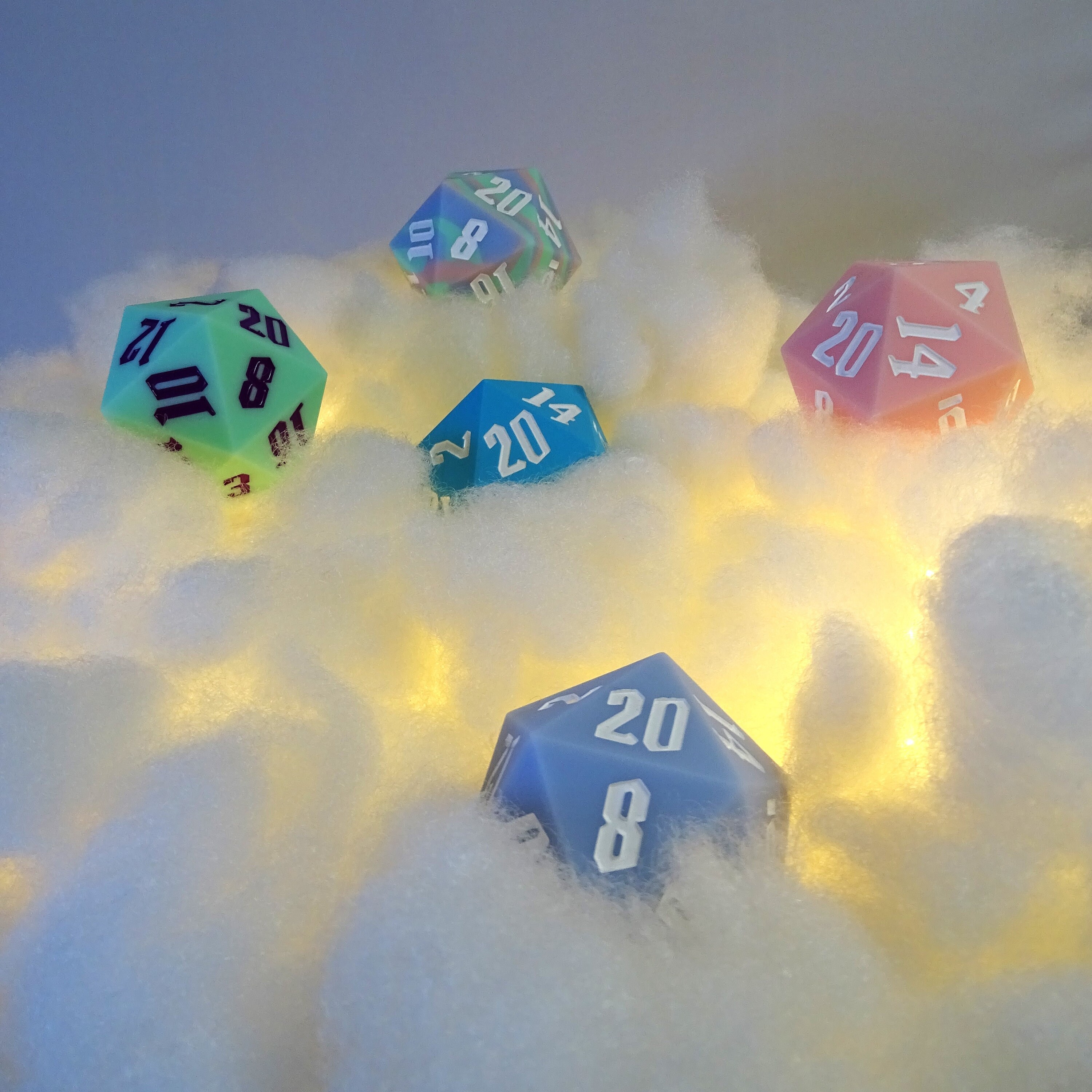 Giant Bouncy Pastel Rainbow Swirl D20 Giant Premium Silicone DND Dice ...