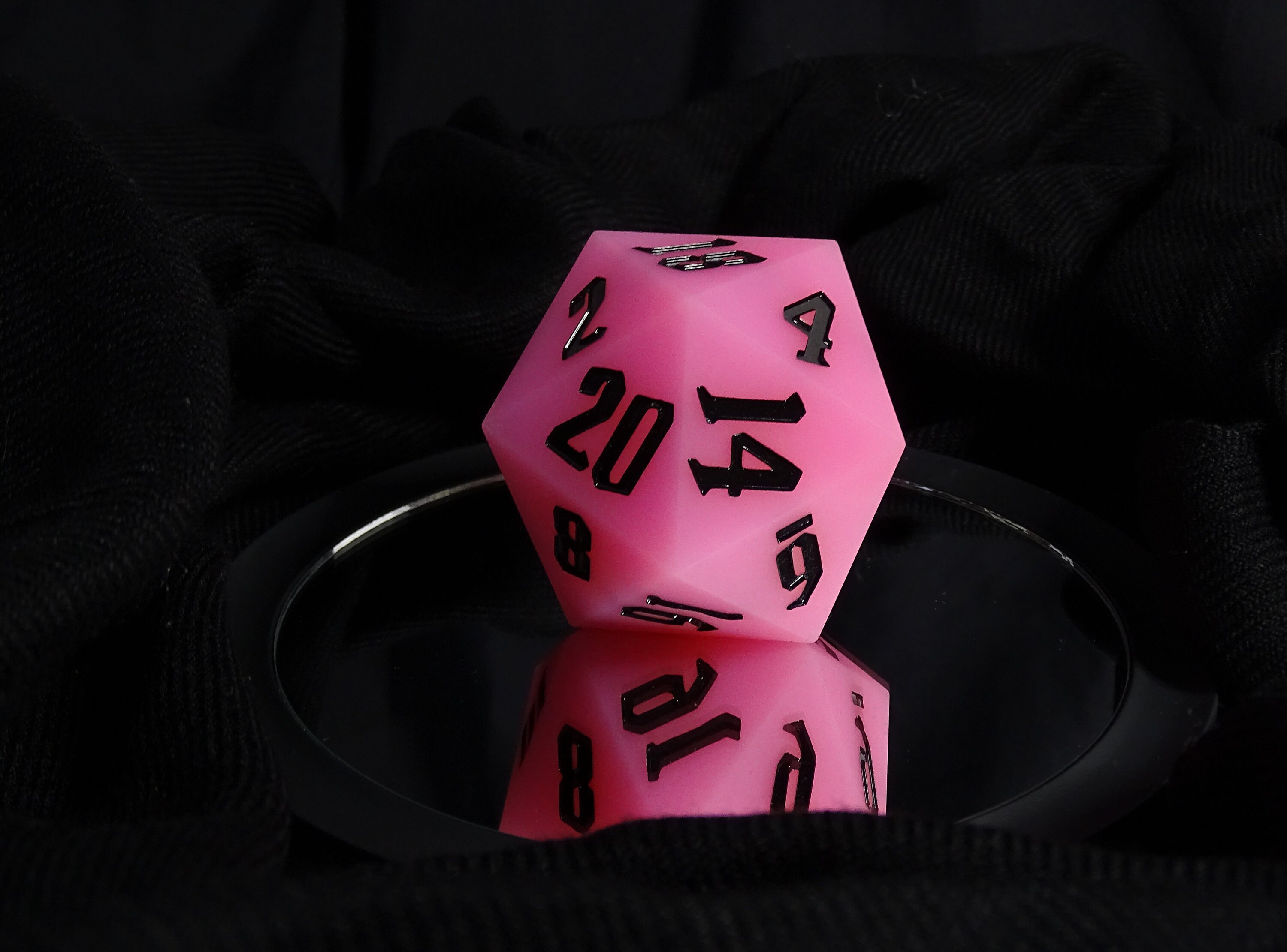 Giant Bouncy Pink Glowing Chonk D20 Jumbo 55mm Silicone D20 Dice ...