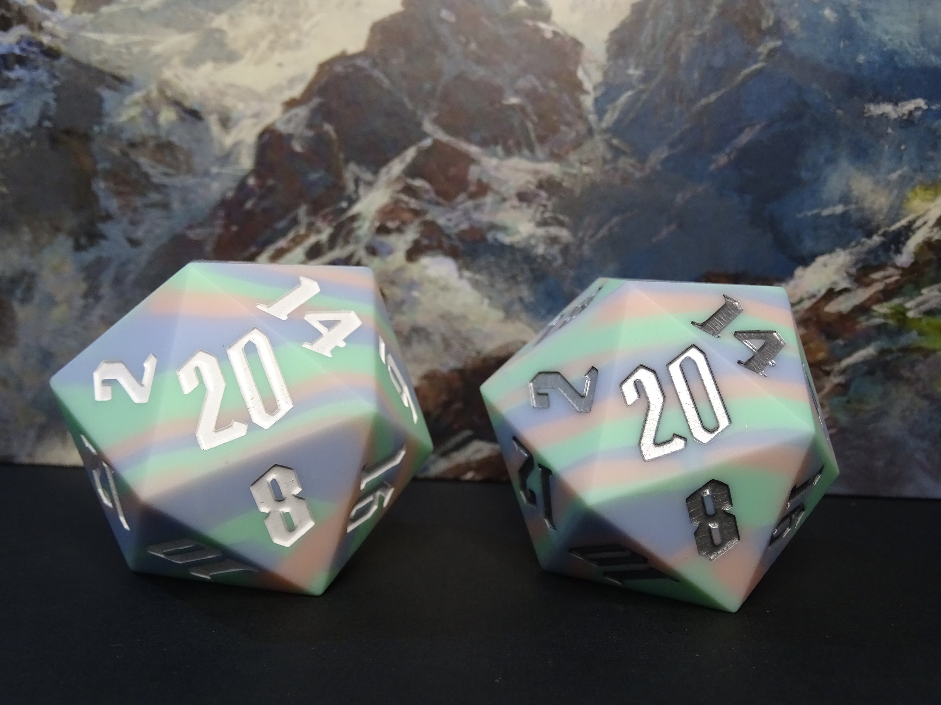 Limited Edition Giant Bouncy Pastel Silver Rainbow Swirl D20 Giant ...