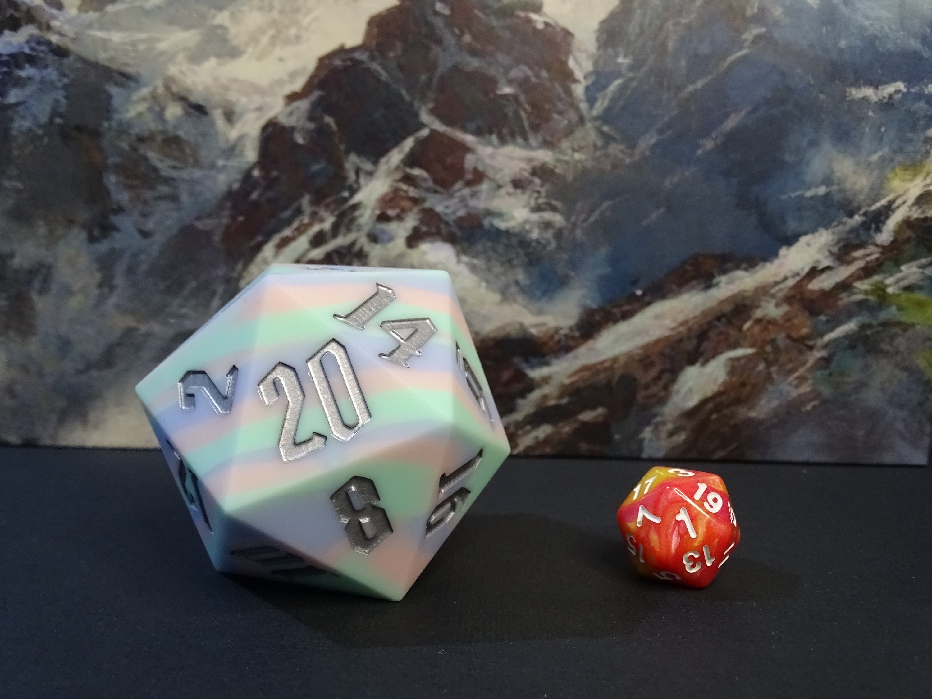 Limited Edition Giant Bouncy Pastel Silver Rainbow Swirl D20 Giant ...