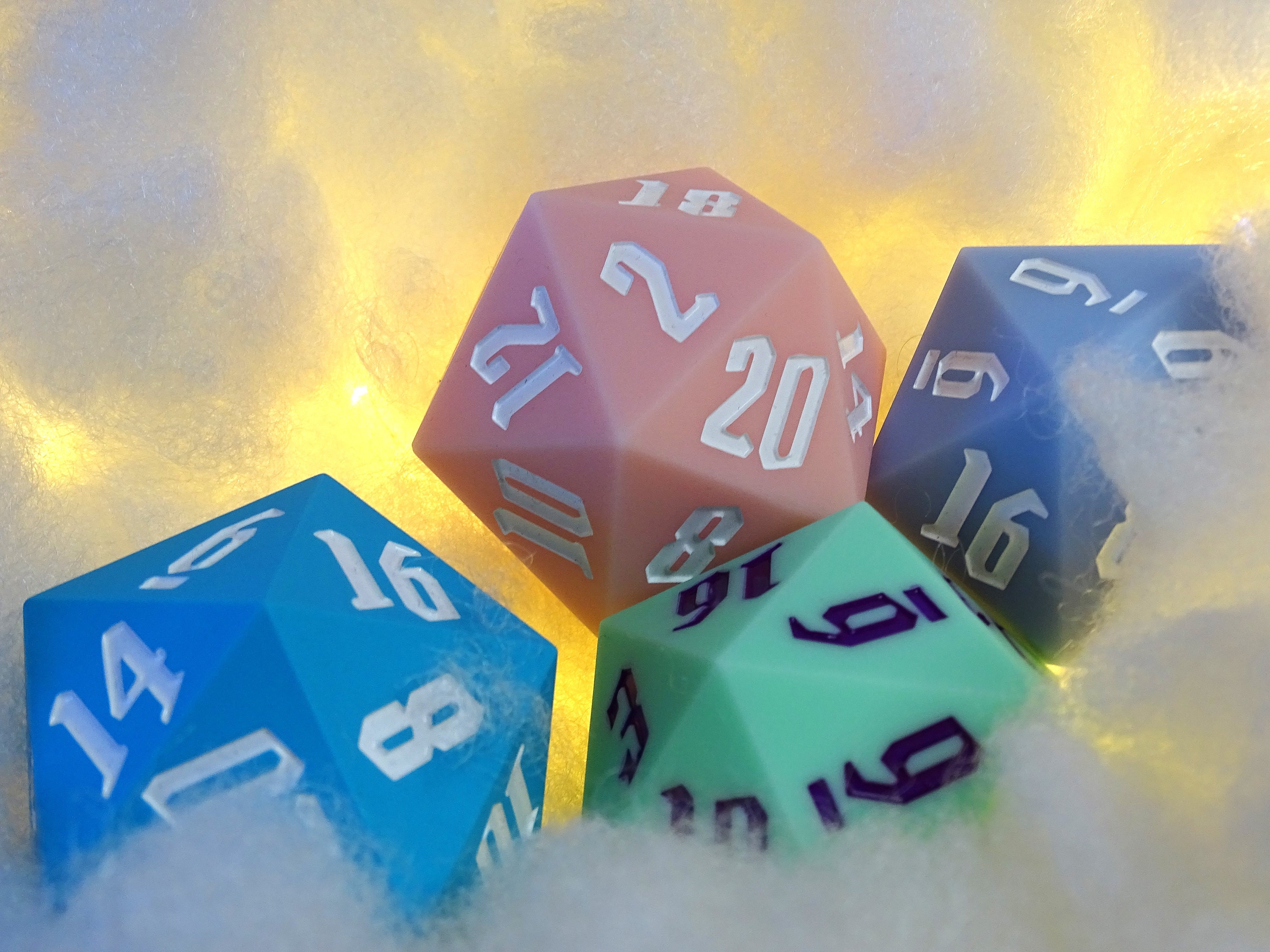 Giant Bouncy Pastel Rainbow Swirl D20 Giant Premium Silicone DND Dice ...