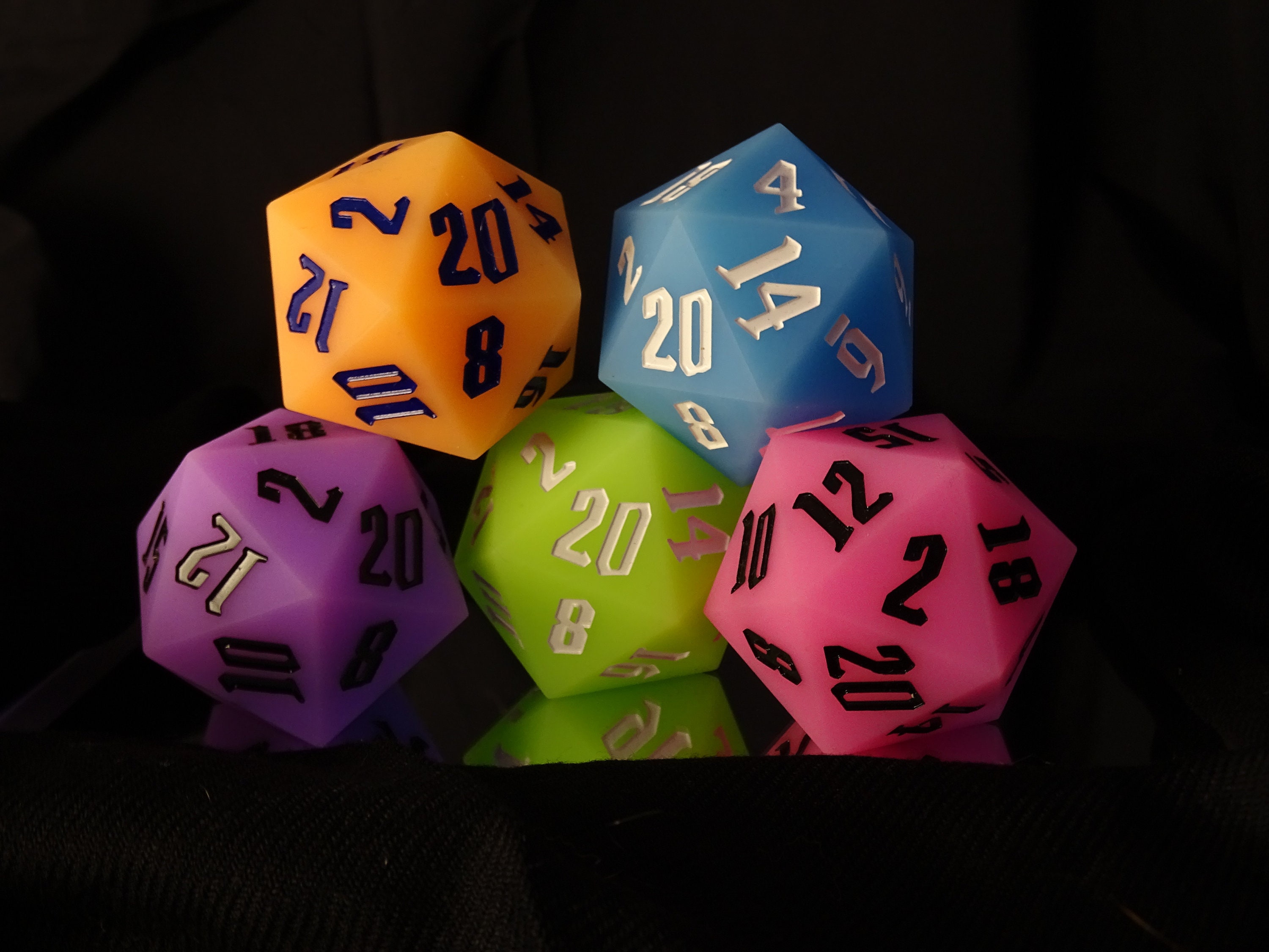 Giant Bouncy Pink Glowing Chonk D20 Jumbo 55mm Silicone D20 Dice ...