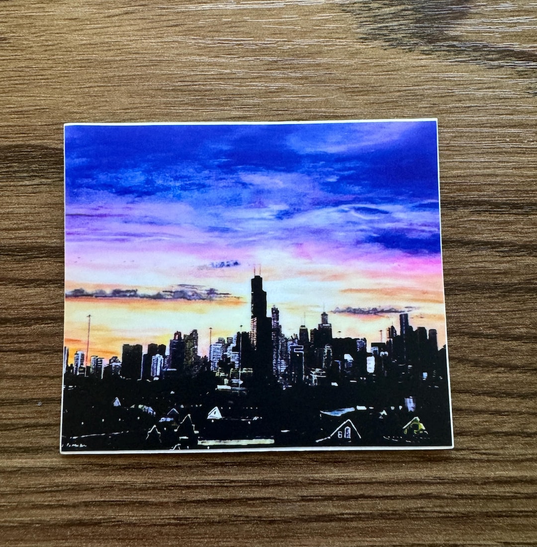 Chicago Skyline Sticker, Chicago Stickers, Laptop Stickers, Water ...