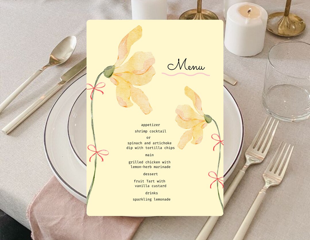 Editable Minimalist Menu Card Template Aesthetic Cute Menu Card Canva ...