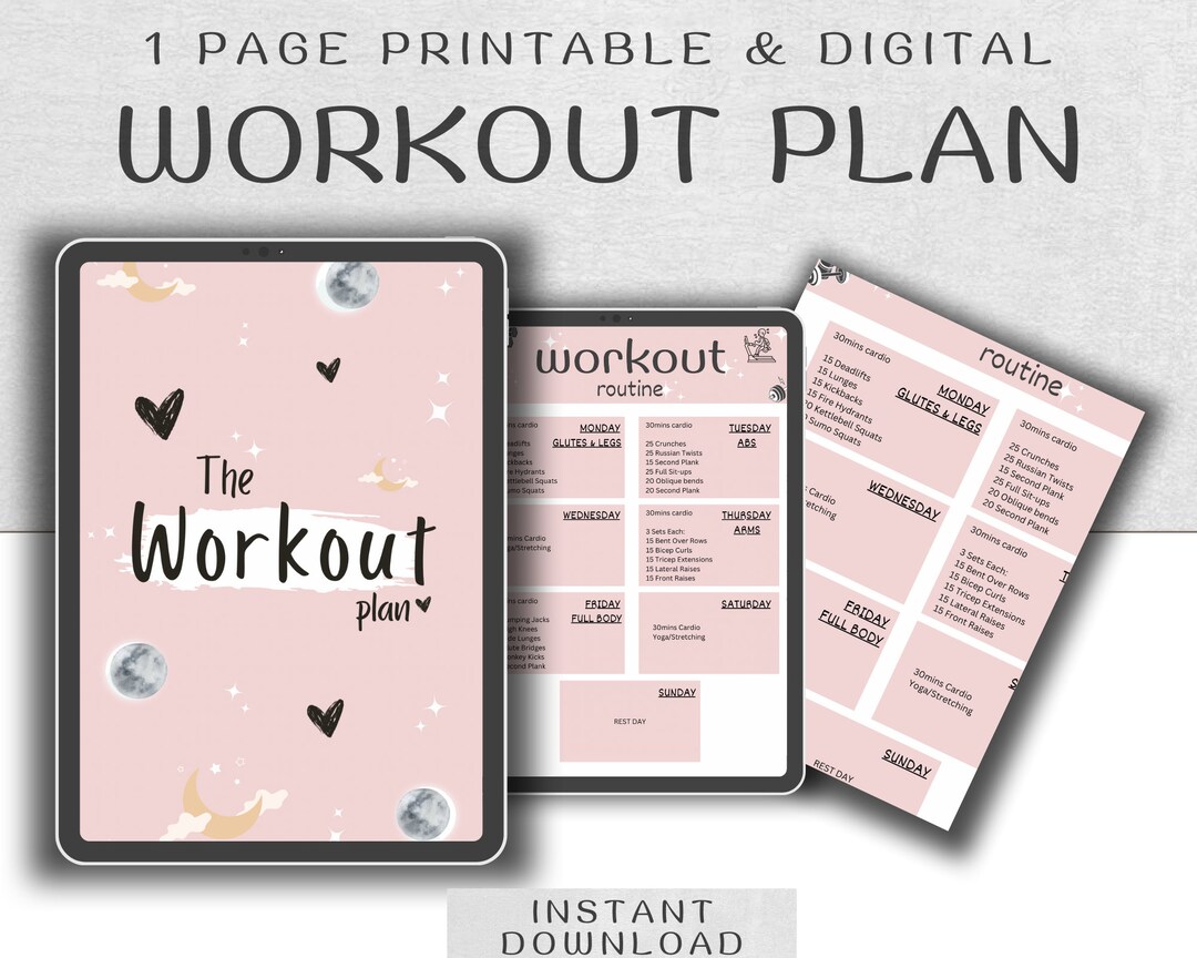 Rose Pink Workout Plan, Workout Plan Template, Workout Plan PDF ...