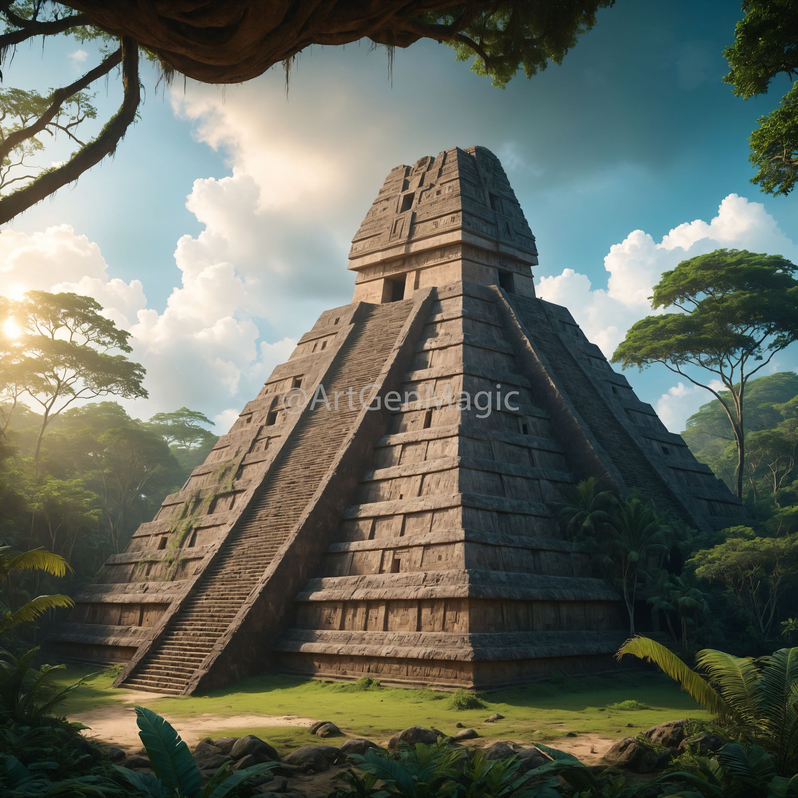 Mayan Pyramid - Digital Art, AI Generated, Wall Art, Wall Decor ...