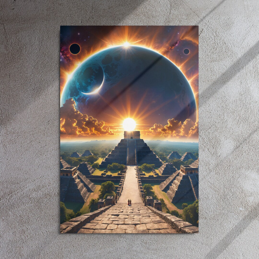 Mayan Pyramid W/eclipse - High Quality Metal Print, Wall Art, Wall ...