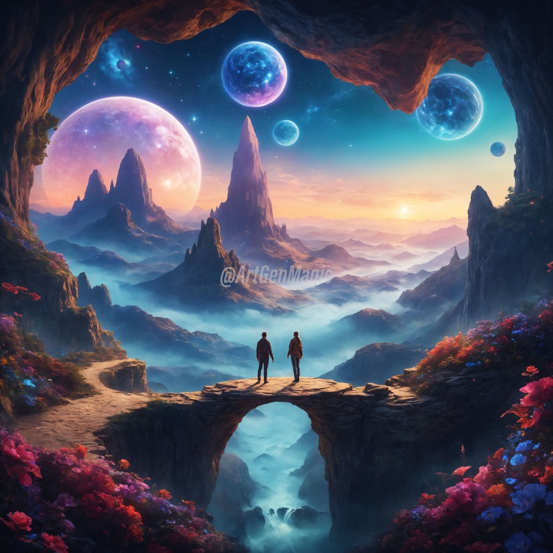 Cosmic Horizon - Digital Art, AI Generated, Wall Art, Wall Decor ...