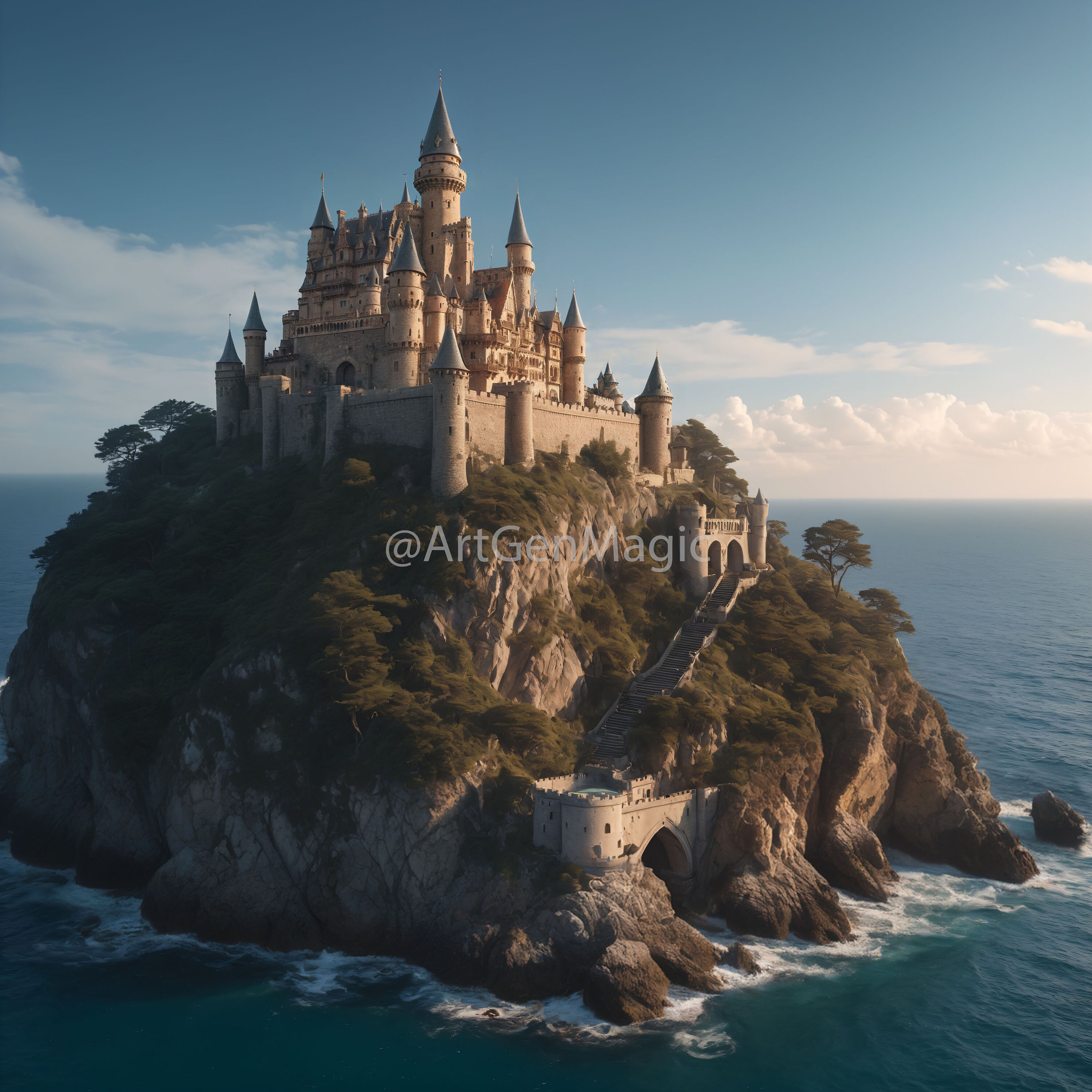 Sea Castle - Digital Art, AI Generated, Wall Art, Wall Decor, Digital ...