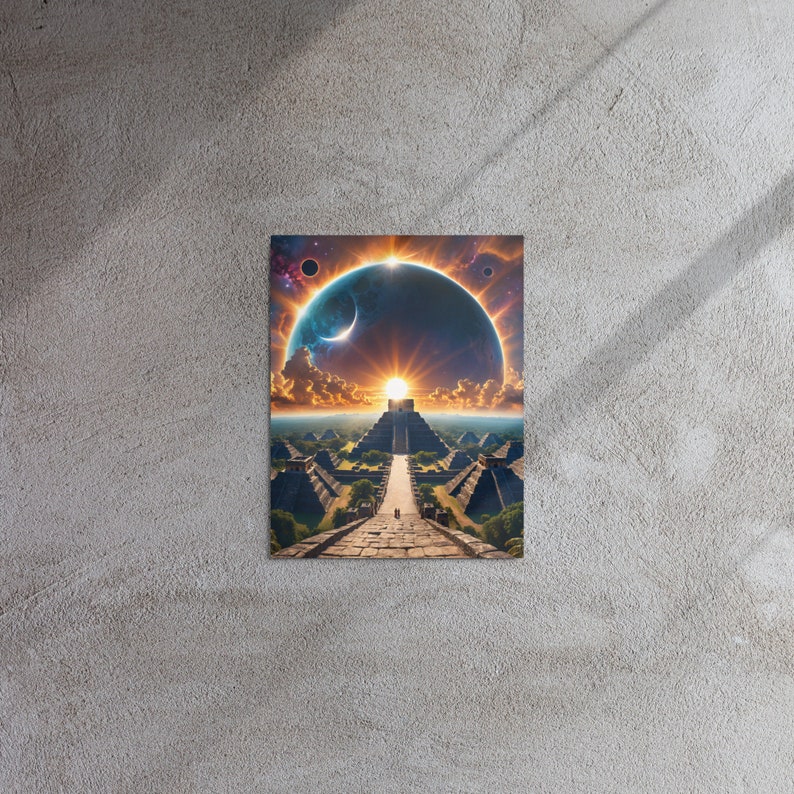 Mayan Pyramid W/eclipse - High Quality Metal Print, Wall Art, Wall ...