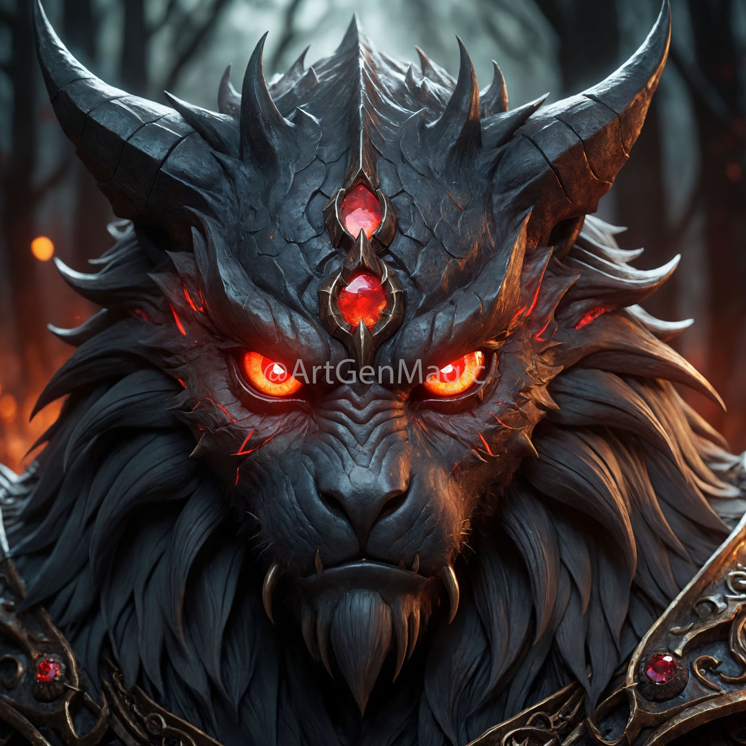 Horned Cat of Doom Digital Art, AI Generated, Wall Art, Wall Decor ...