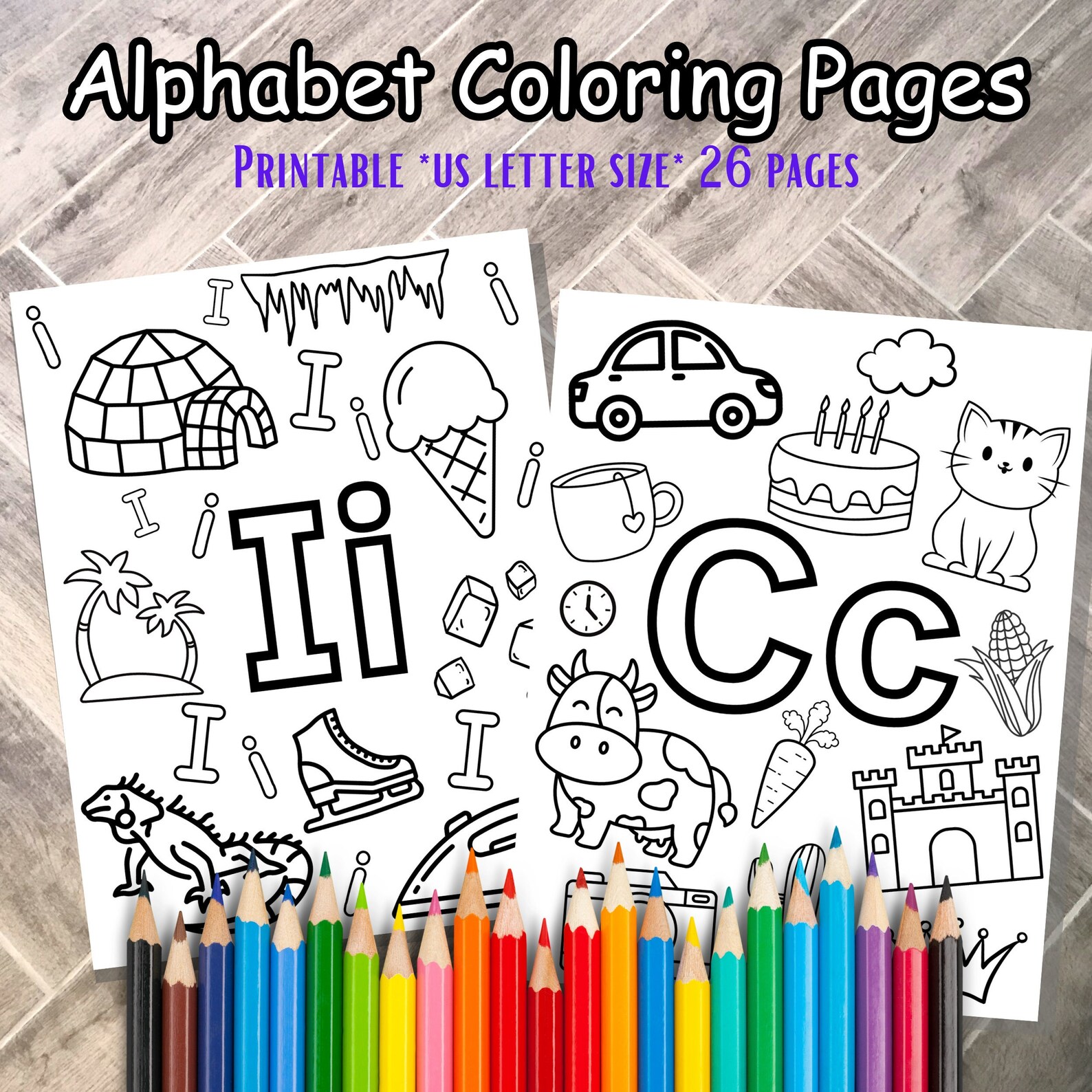 26 Printable ABC Alphabet Letters Coloring Pages Worksheets for Kids ...