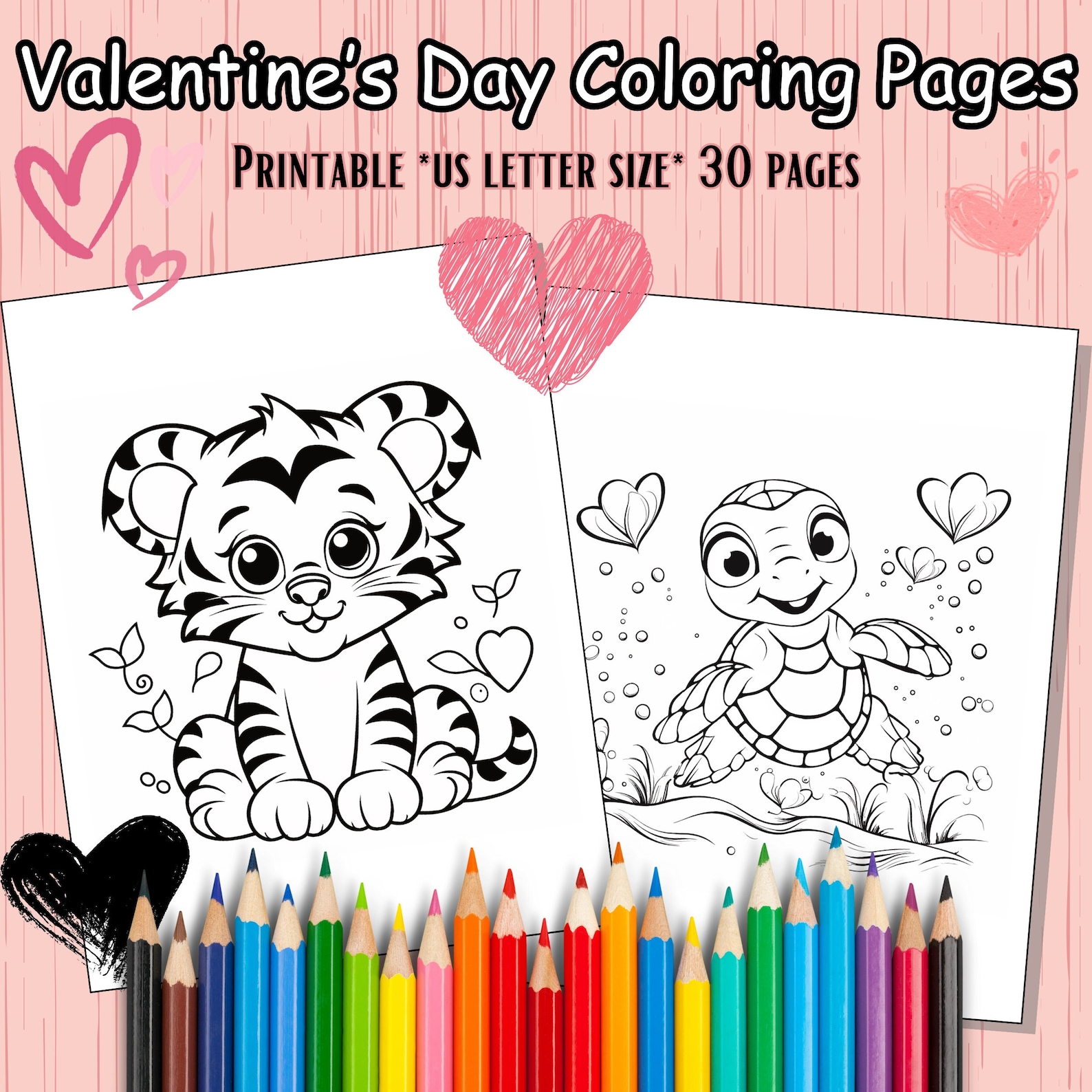 Printable Cute Animal Valentine's Day Coloring Pages for Kids - Etsy