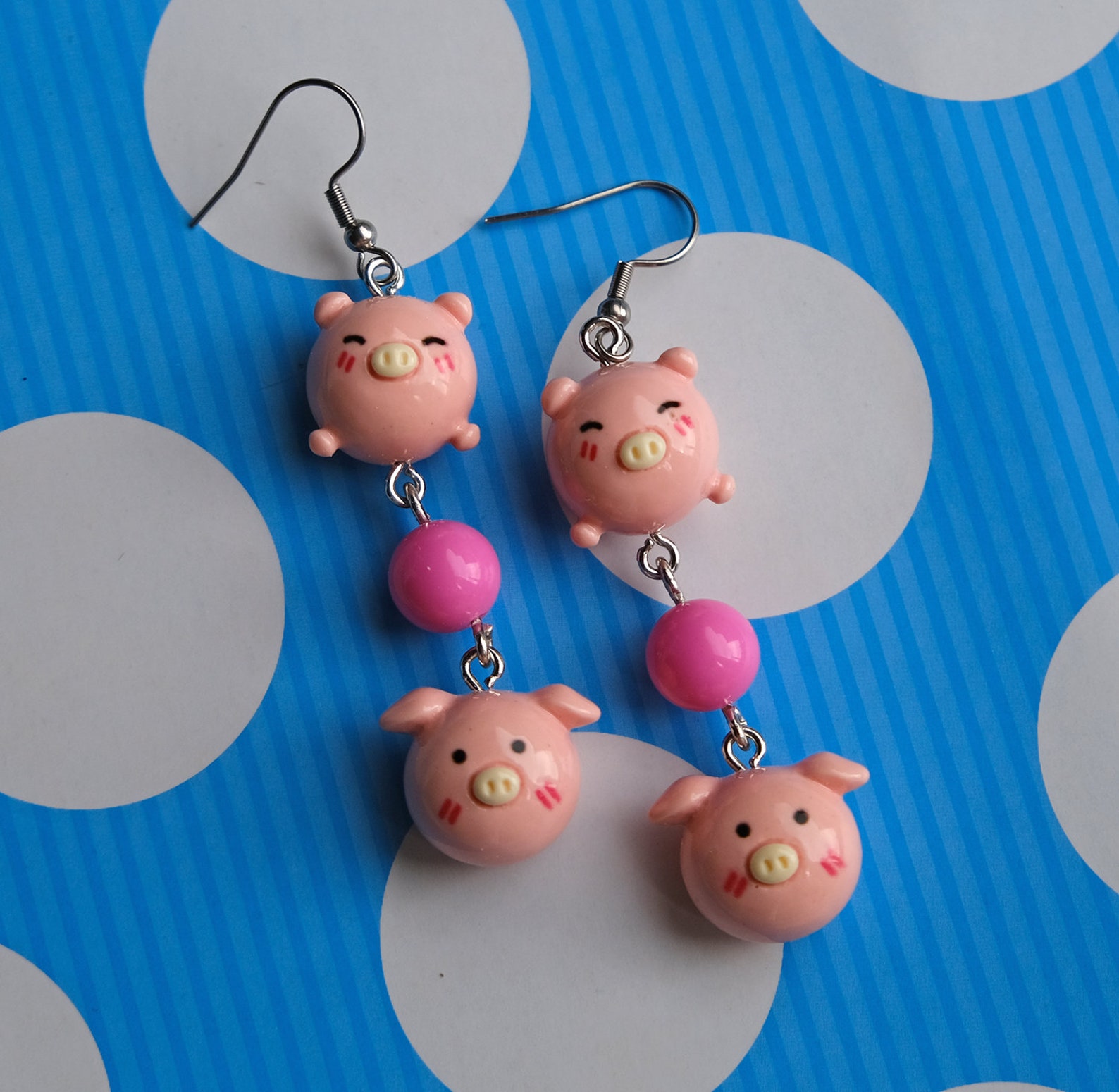 Double Pig Pops Earrings | Farm Animals Pigs Gift Cute Kawaii ...