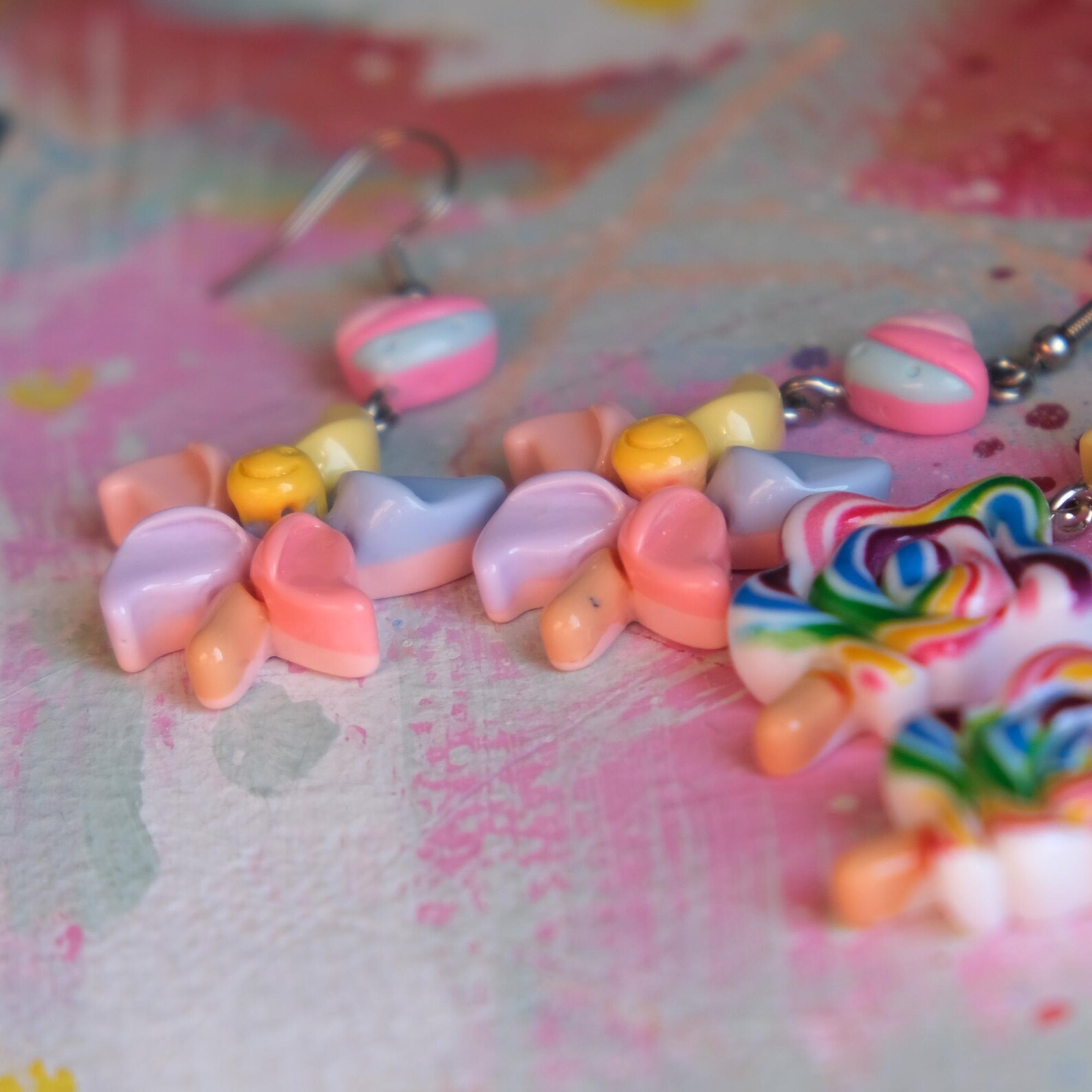 2 Pair Set of Candy Pinwheel Lollipop Earrings - Etsy