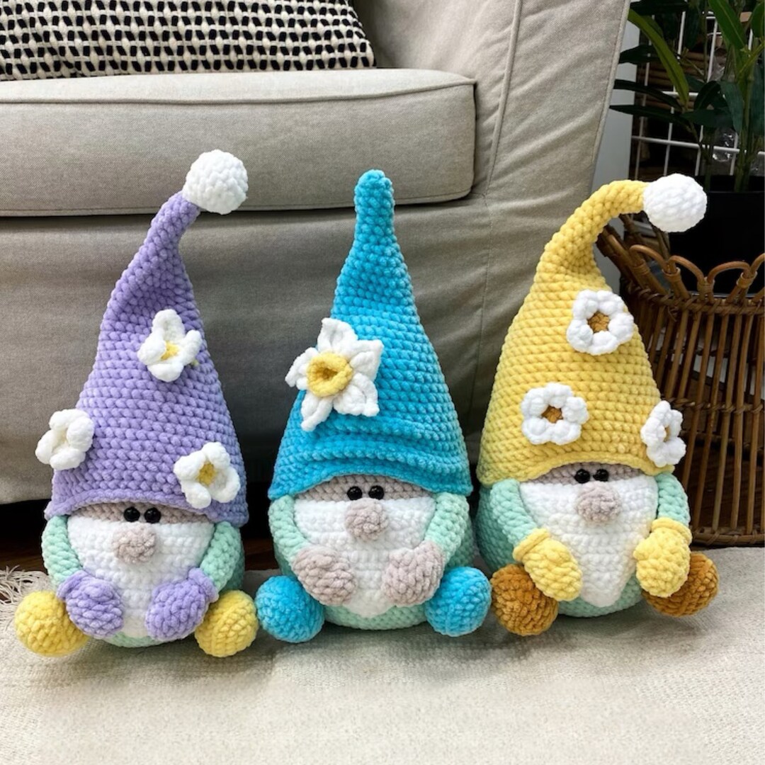 Spring Gnome Pattern Set of 3, PDF Crochet Pattern, Plush Gnomes, DIY ...