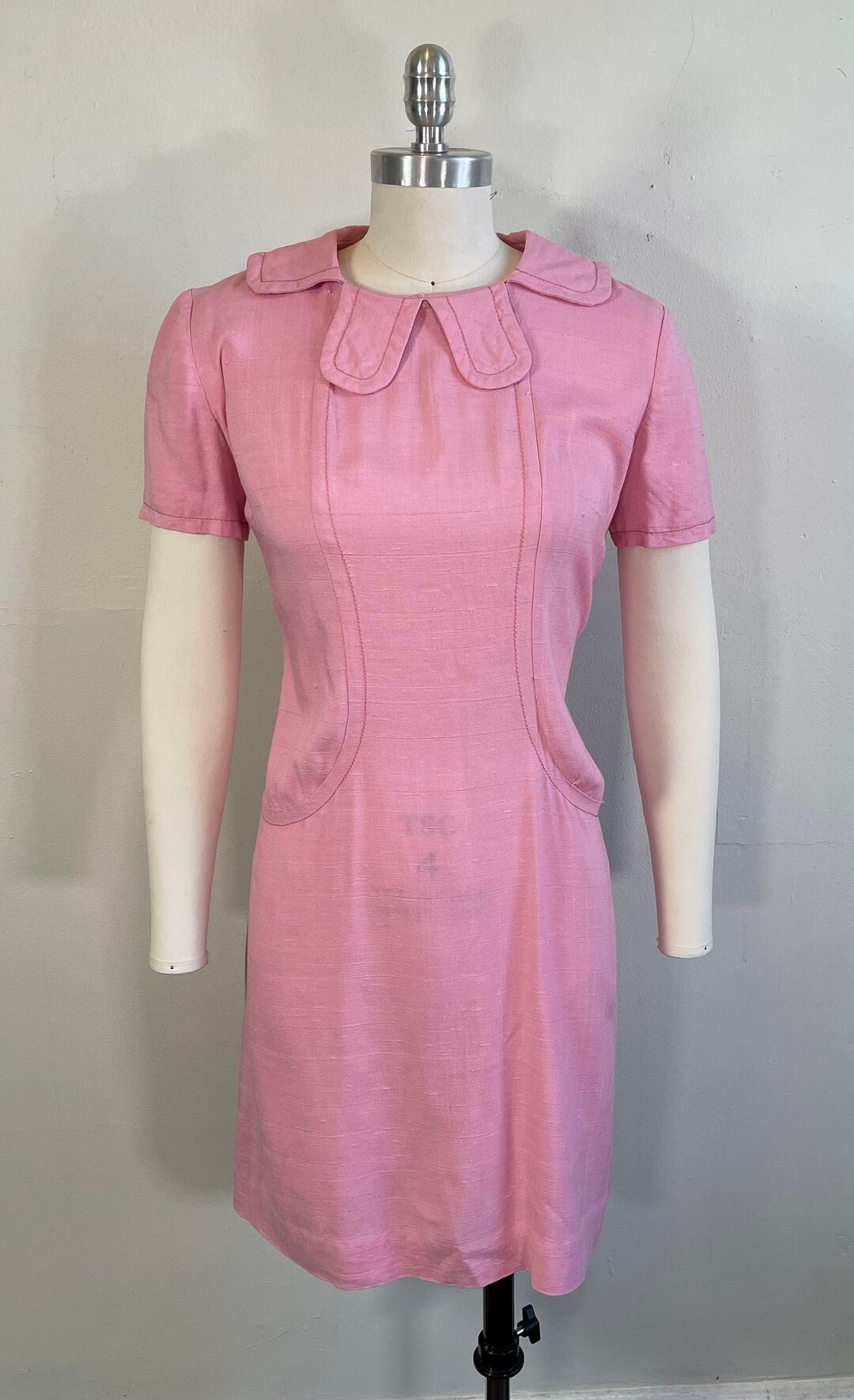 Vintage 1960s Bubblegum Pastel Pink Flower Petal Collar Gogo Mini Dress - Etsy