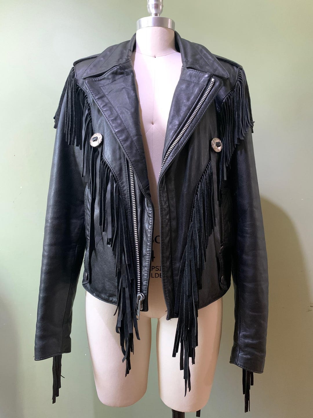 Vintage 1980s OPEN ROAD Fringed Leather Biker Jacket - Etsy
