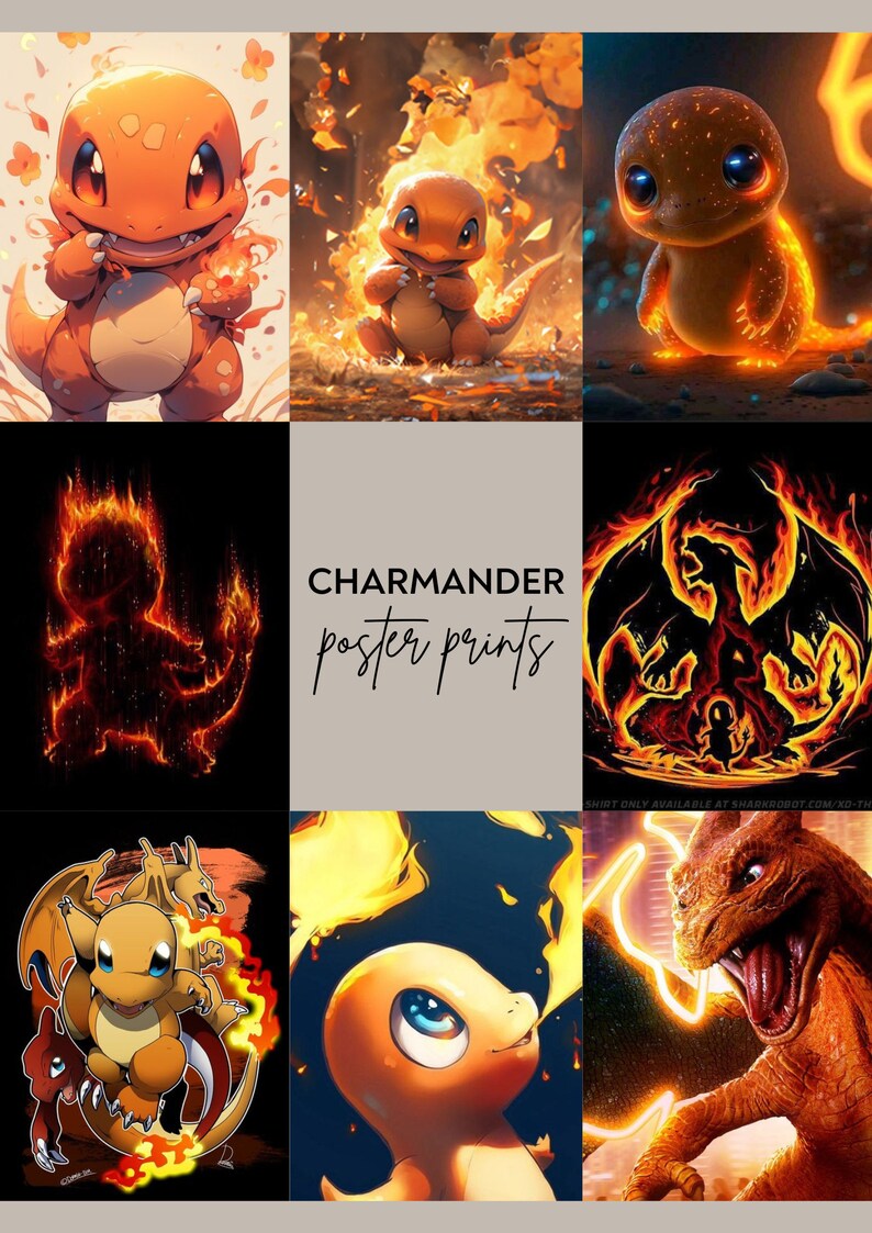 Charmander Set of 9 Pokemon Wall Art Digital Prints, Art, Nursery ...