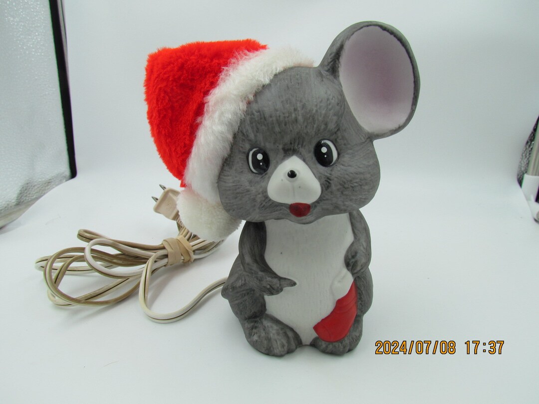 Vintage Lighted Christmas Santa Mouse - Etsy