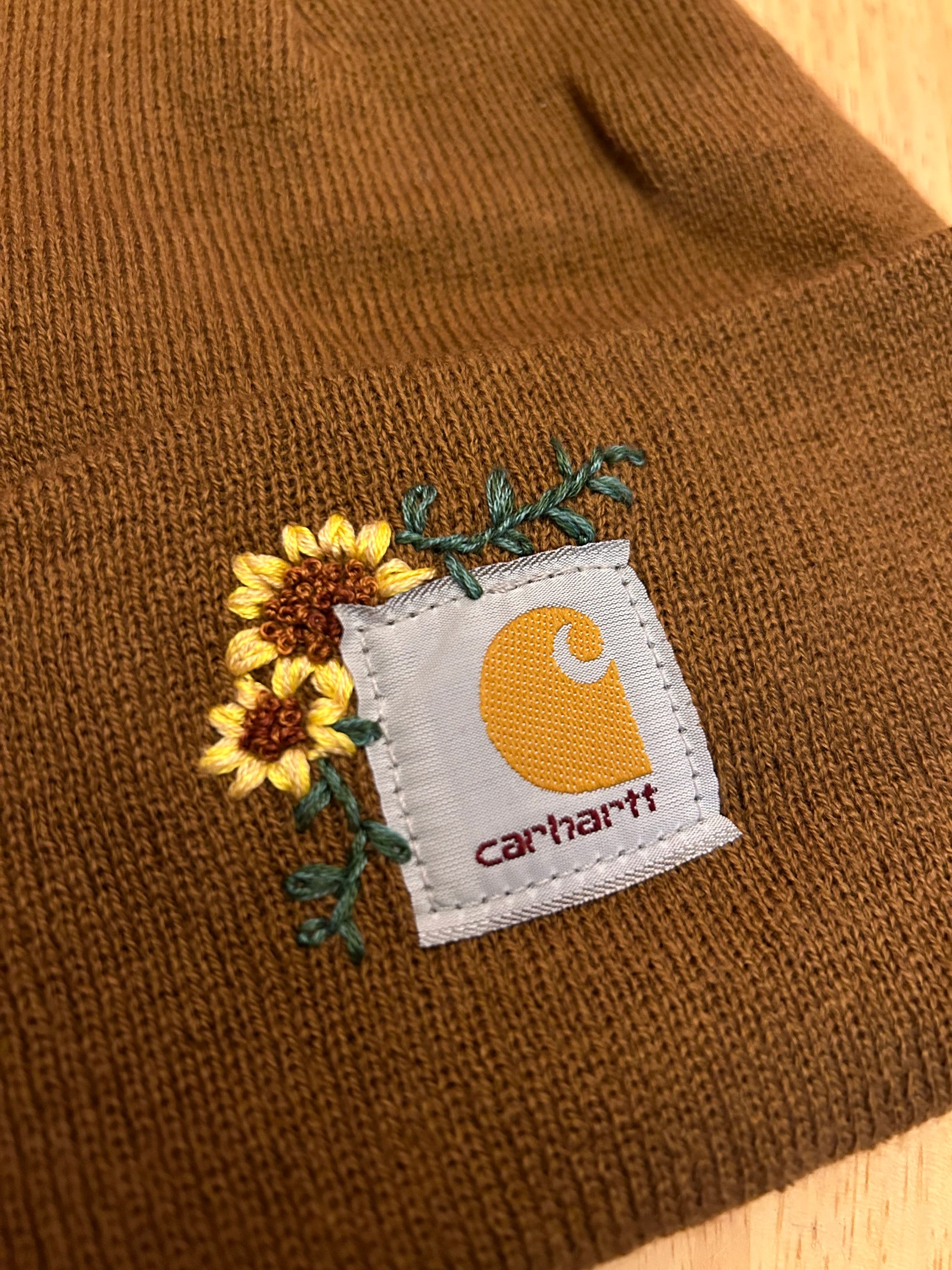 ADULT Made-to-order Carhartt Floral Embroidered Beanie - Etsy